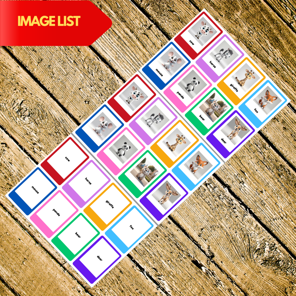 3D style mammal Flashcards for child