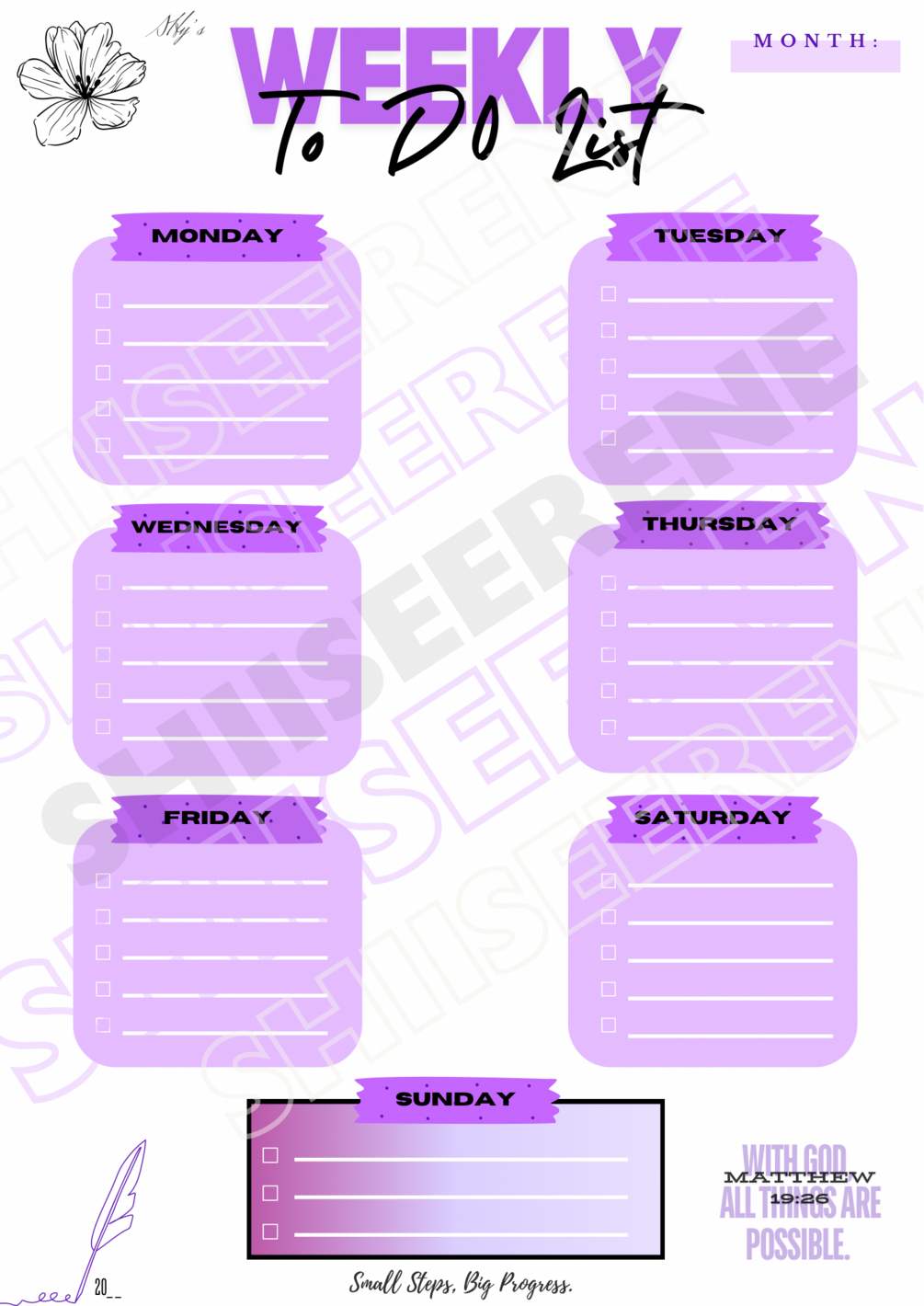7-Day To-Do List Template | Printable Weekly Planner | Digital ...