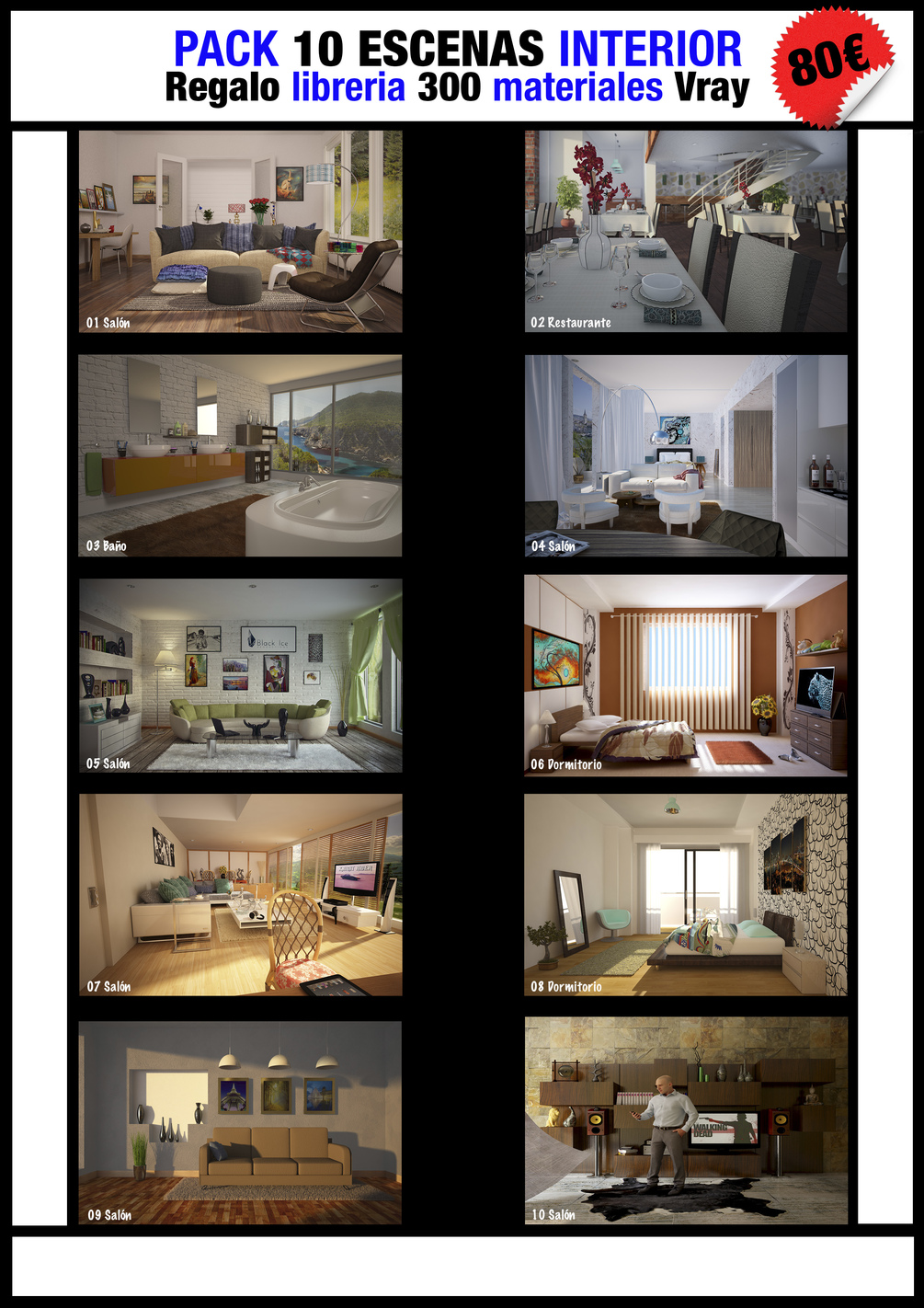 Pack 10 Scenes C4D+Vray