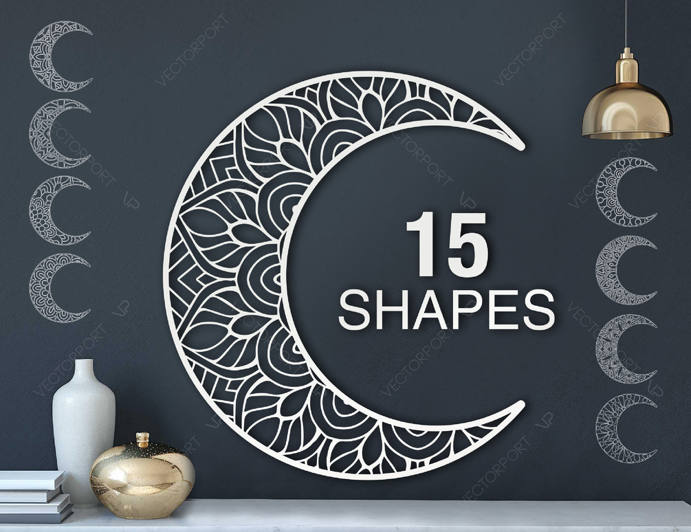 Moon shape Mandala Wall décor | SVG, DXF, AI |#021|