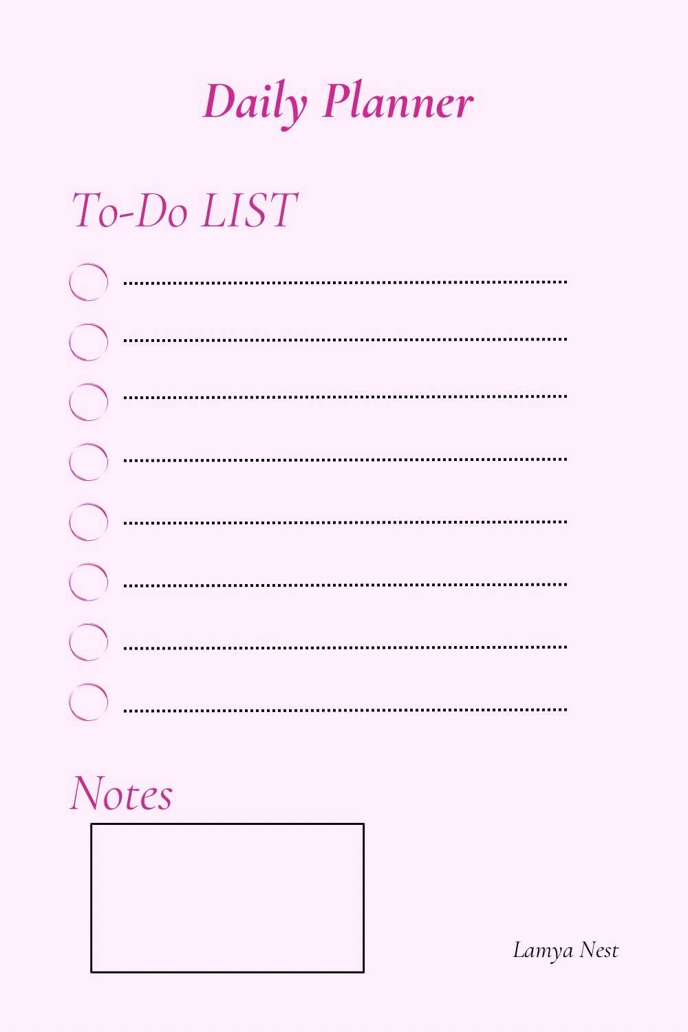 Pink daily planner