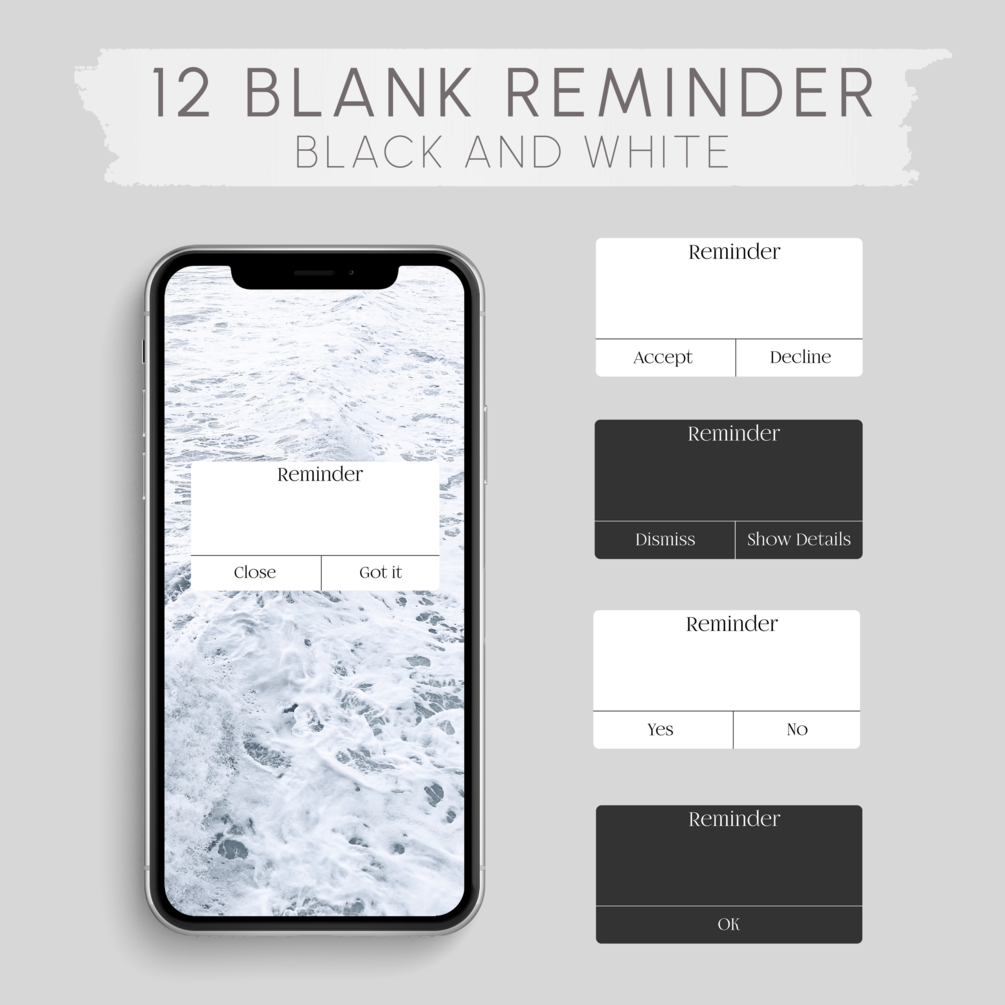 Story Stickers English, 12 Blank Reminder, Black & White Sticker ...