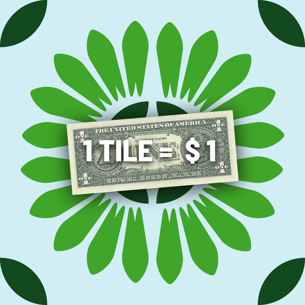 Original Modernist Mosaic JPEG with Green Daisy Design from Barcelona