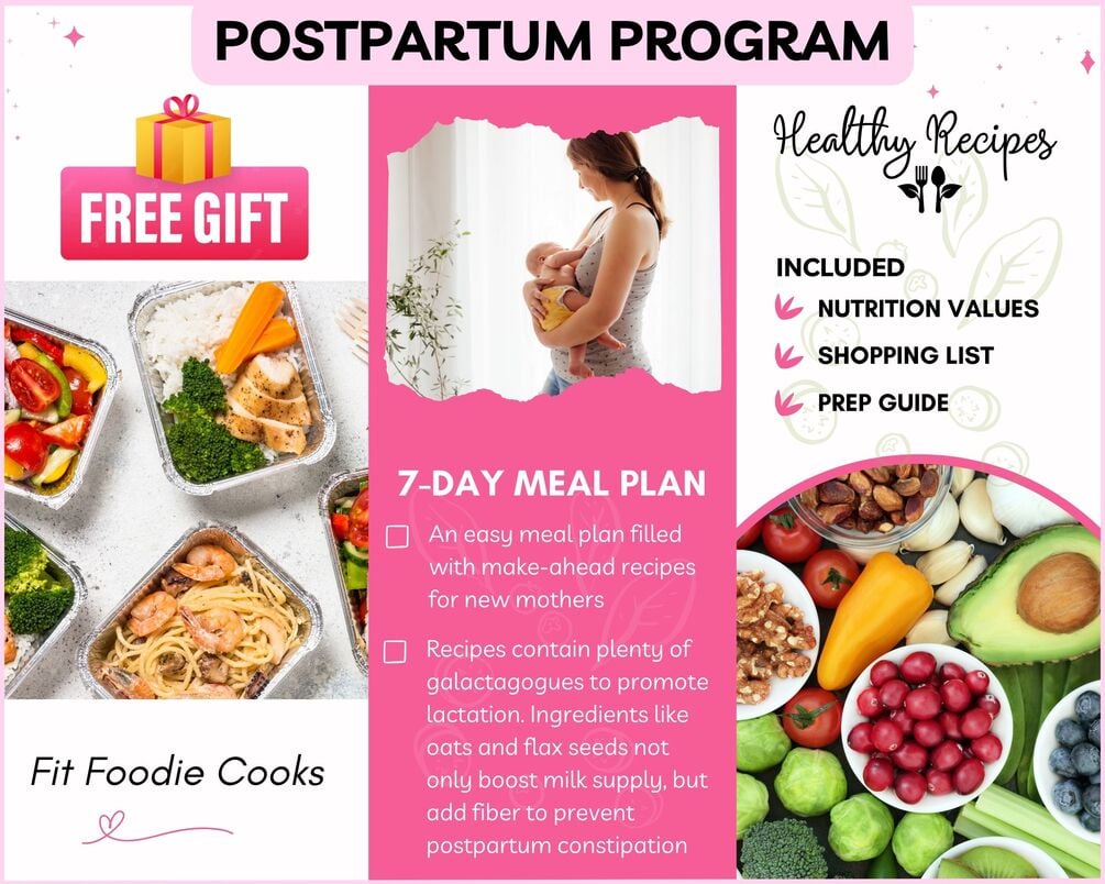Postpartum Diet Plan for Breastfeeding | 7 Days | Instant Download PDF