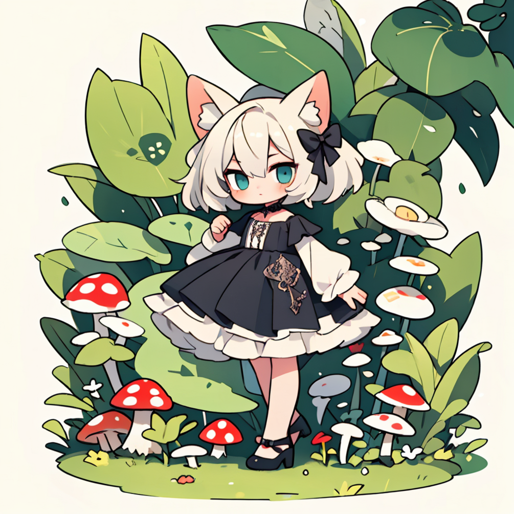 Magical Mushroom Maiden: Adorable Chibi Girl Art for Enchanting Stickers