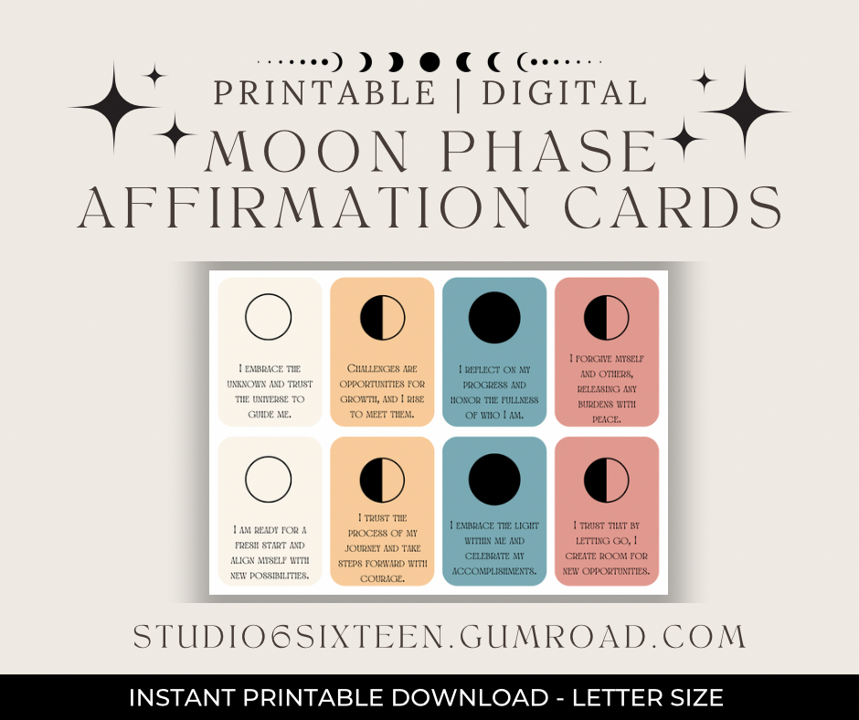 Printable Moon phase Affirmation Cards