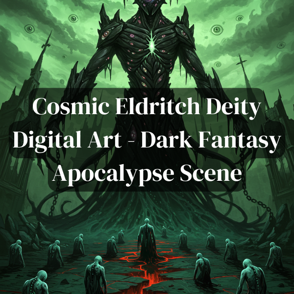 Cosmic Eldritch Deity Digital Art - Dark Fantasy Apocalypse Scene