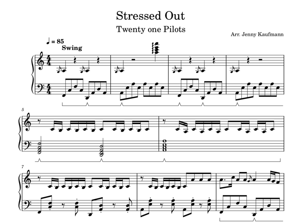 Piano Sheet Music: Stressed Out (Twenty one Pilots)