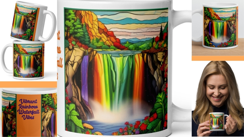 Vibrant Rainbow Waterfall Vibes Mug
