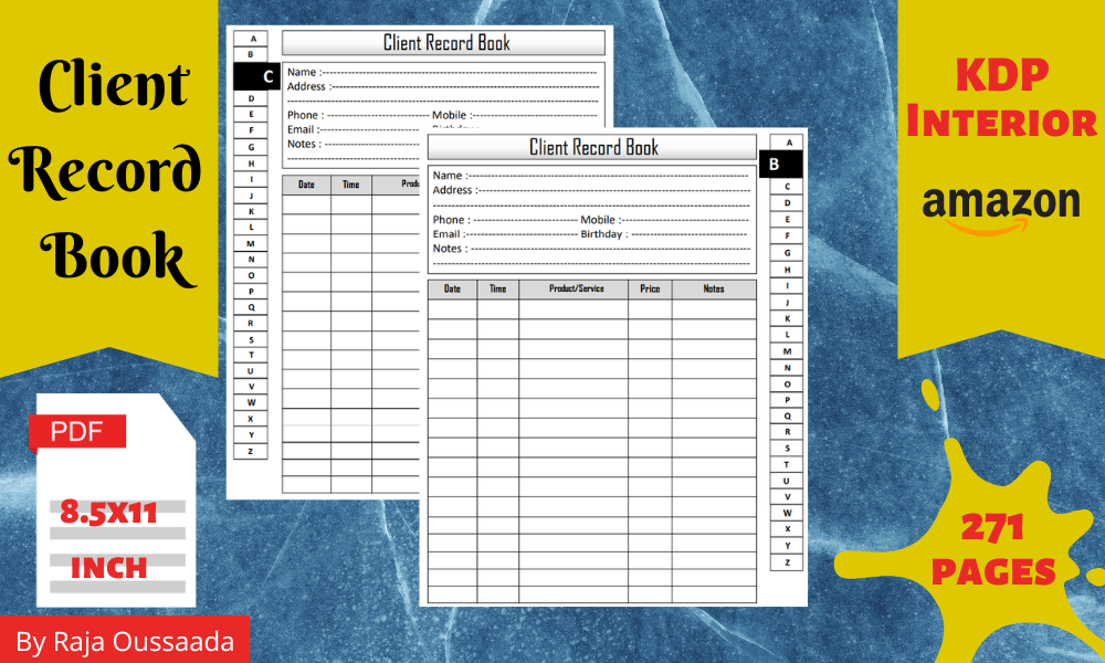 Client Record Book with alphabetical tabs