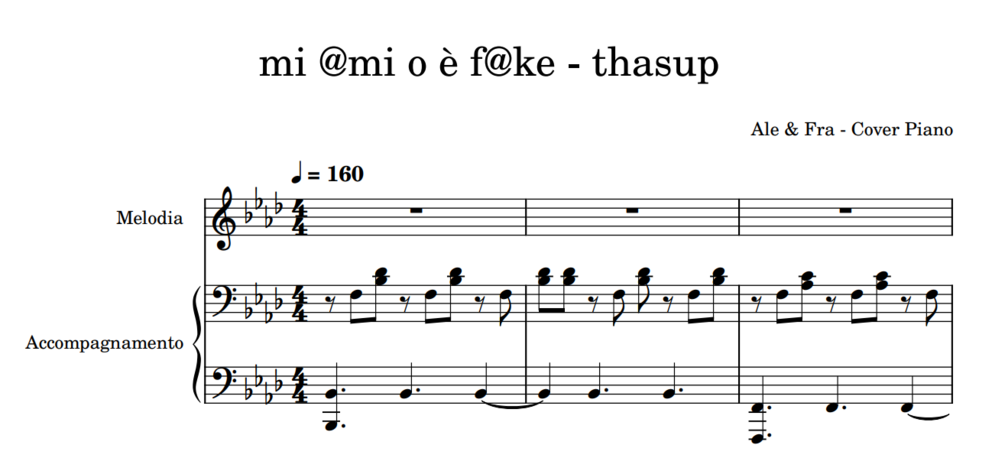 Spartito "mi @mi o è f@ke" - thasup