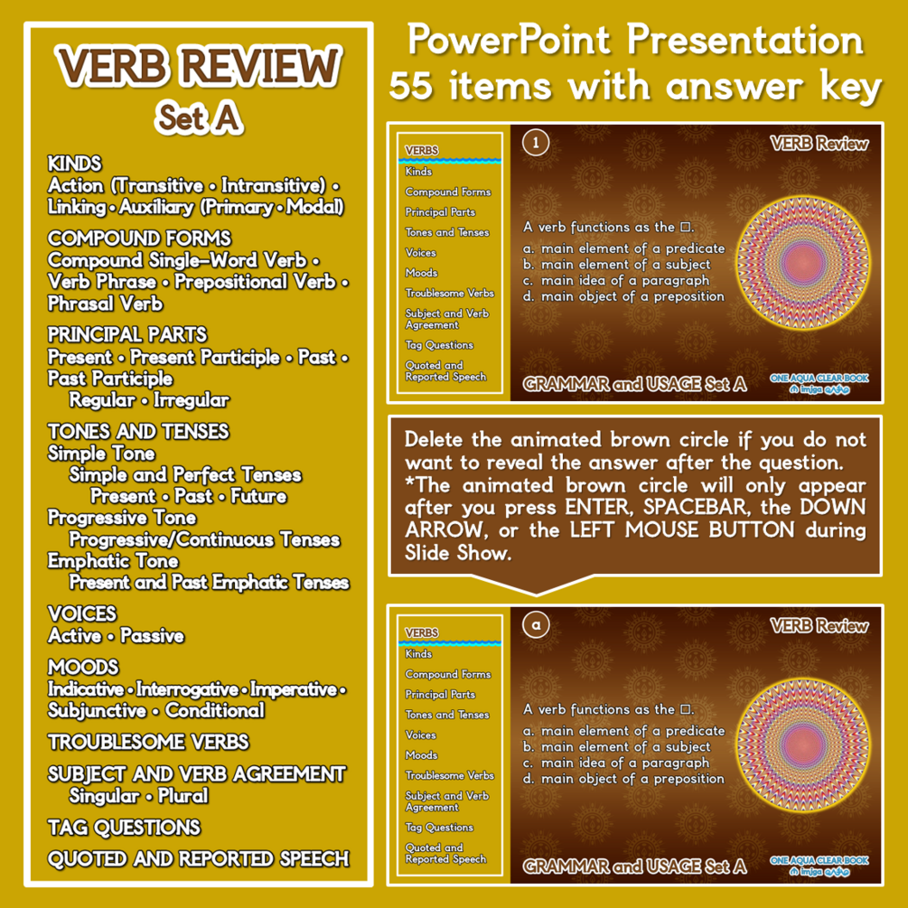 Verb Review (Set A) PowerPoint Presentation