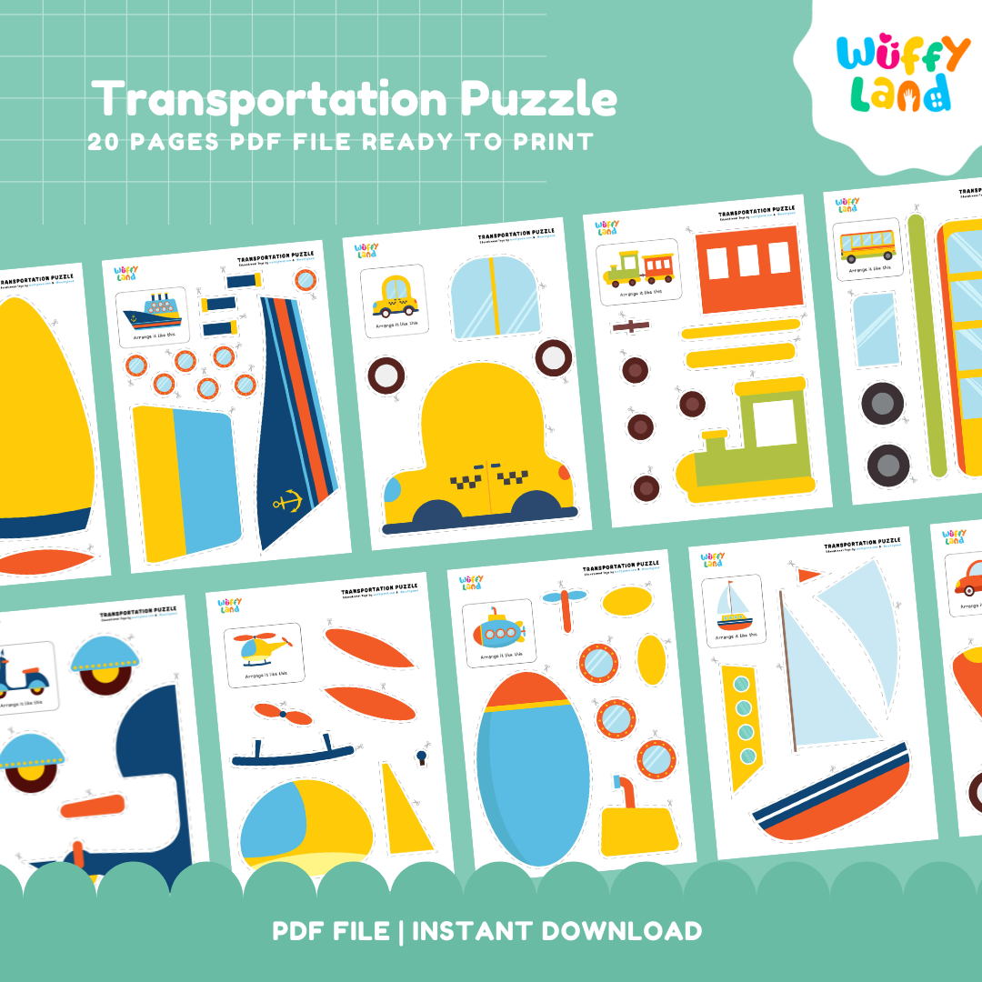 Transportation Puzzle Printable - Fun Kids Activity Educational ...
