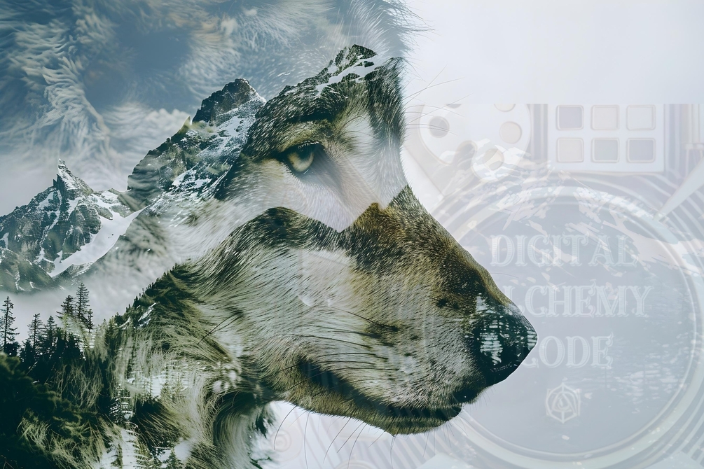 Mountain Wolf Double Exposure Art Print, Printable Wall Art, Nature Digital Download, Wildlife ...
