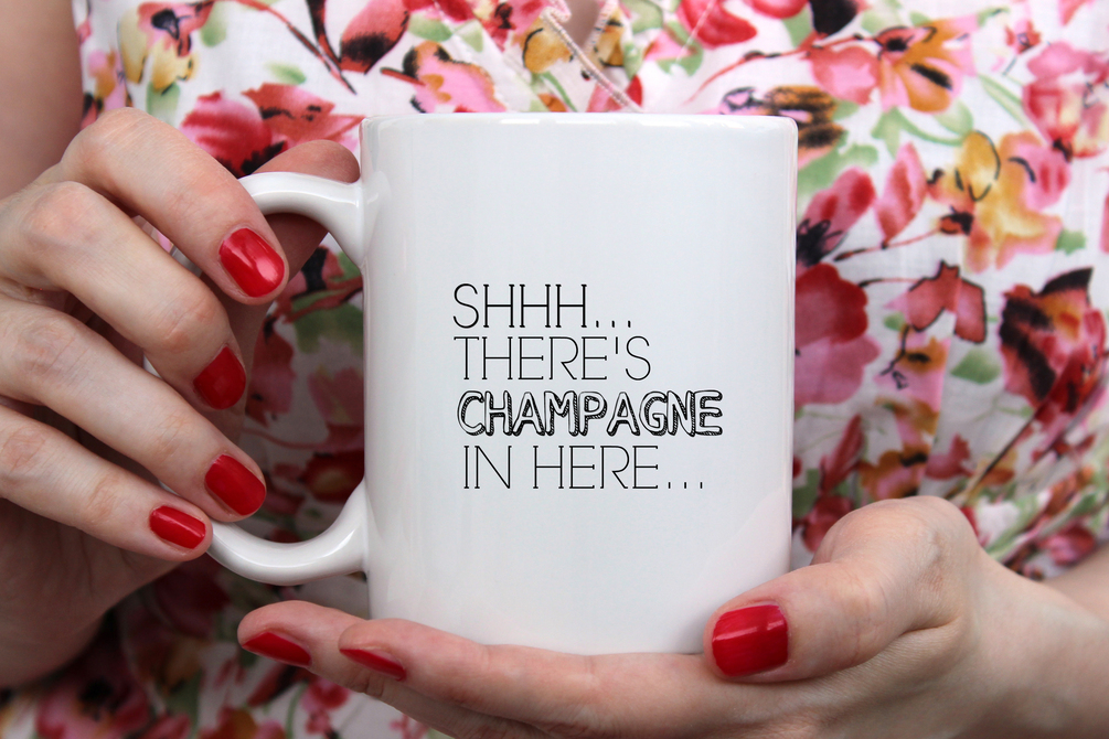 Shhh… There’s Champagne in Here… Funny Coffee Mug