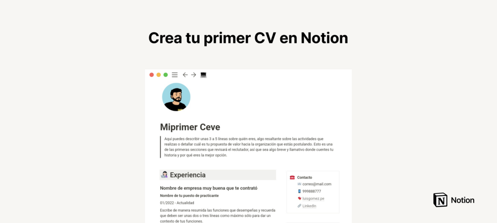 Tu primer CV en Notion
