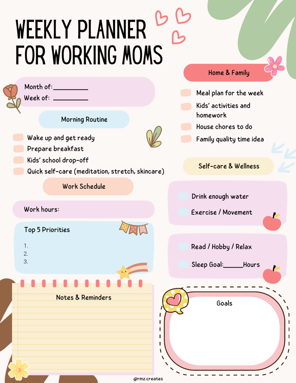 Weekly Planners for Moms