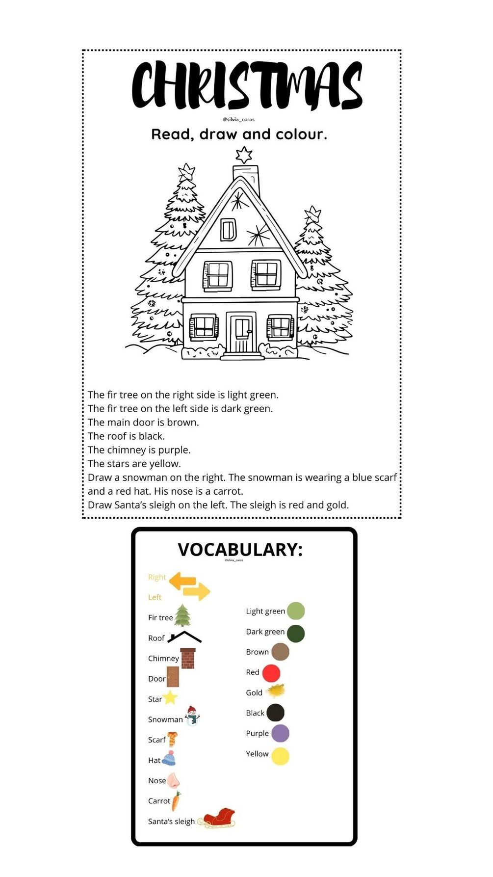 CHRISTMAS · Read, draw and colour