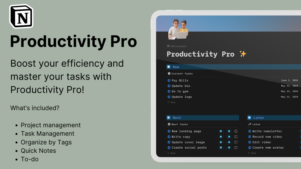 Productivity Pro Dashboard | Notion Template