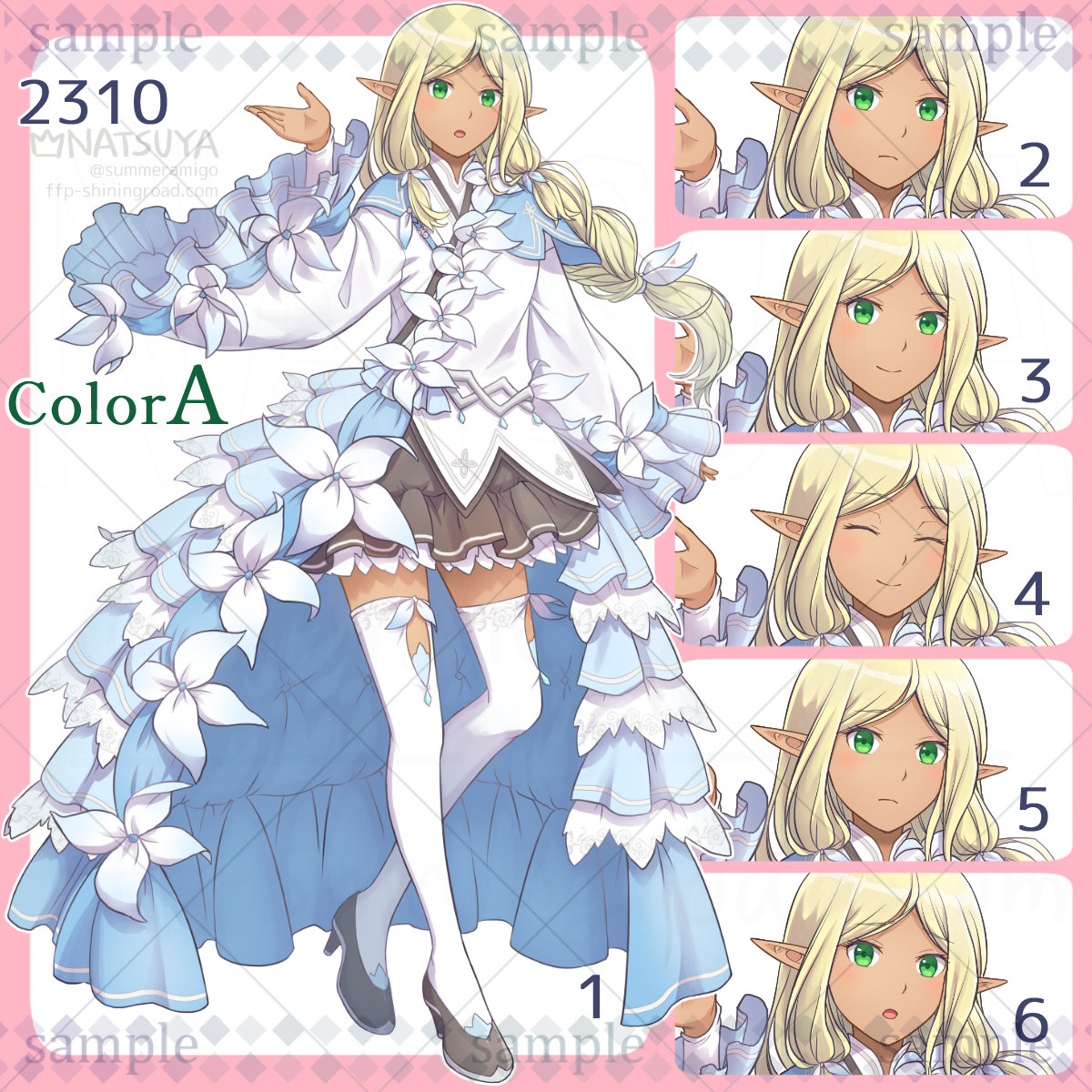 Anime Character Art Pack: 2310-colorA/B - 6 Expressions | Image: Woman ...