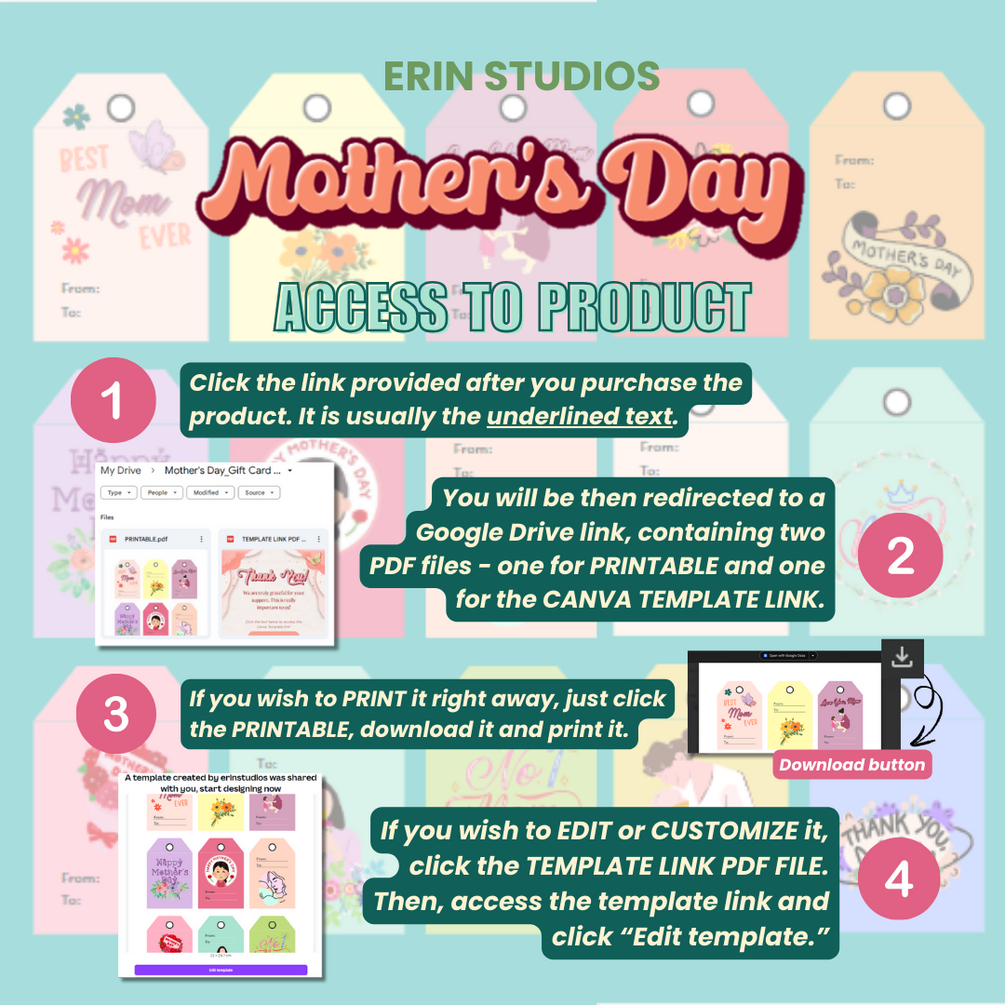 [ERIN STUDIOS] 🎁 Mother’s Day Gift Card Templates | Editable & Elegant ...