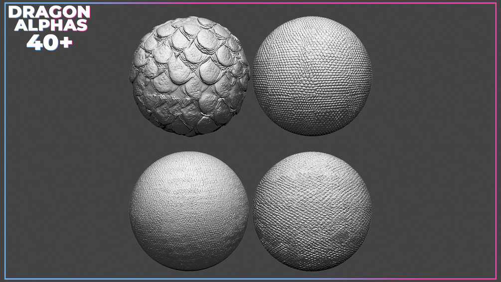 40+ Dragon Skin Tileable Alphas for ZBrush vol.3