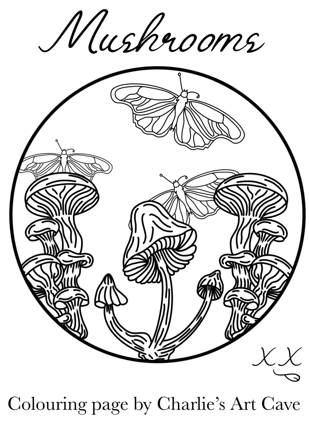 Mushrooms Colouring Page