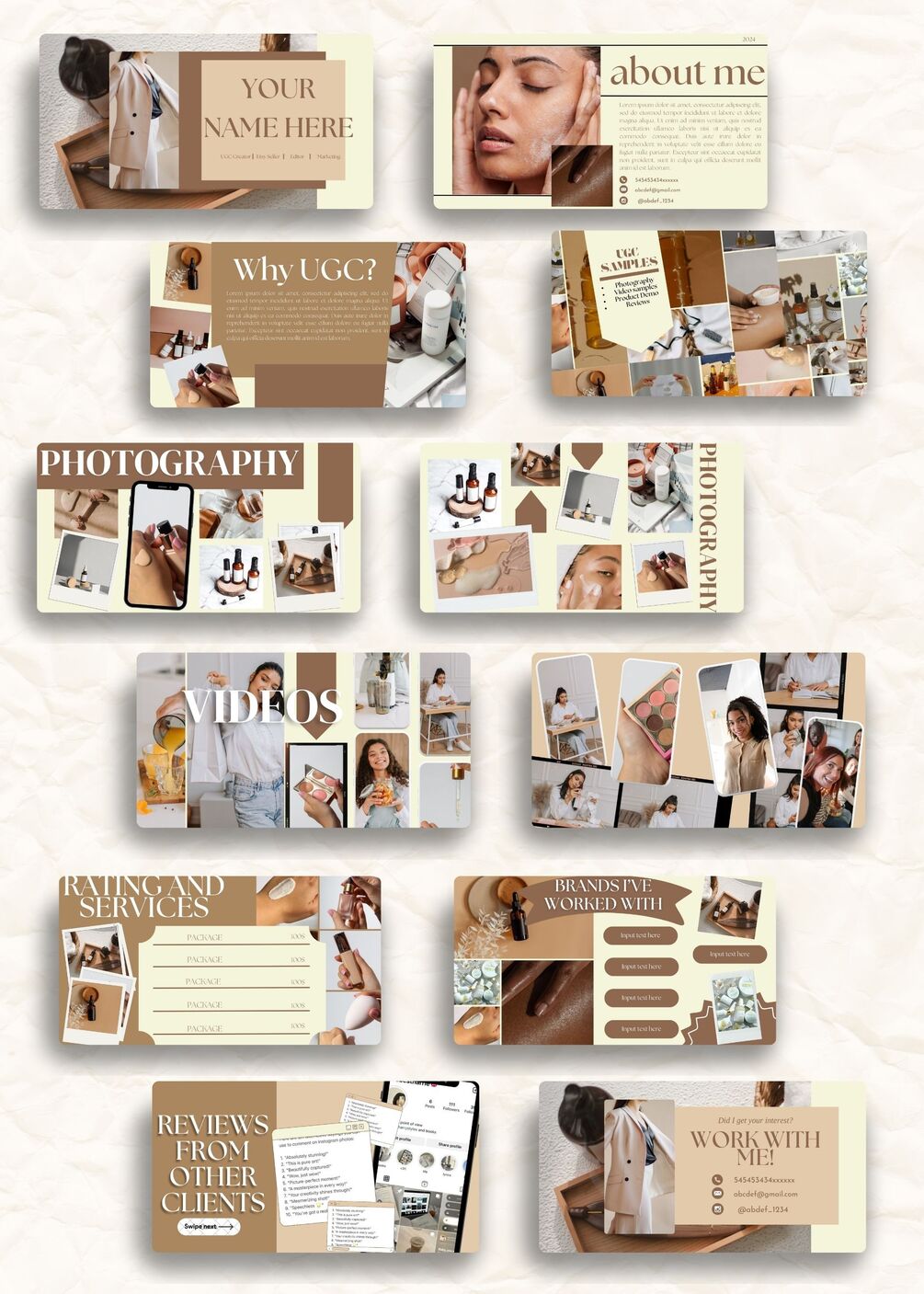 User Generated Content Beige, Customizable Canva Portfolio Template