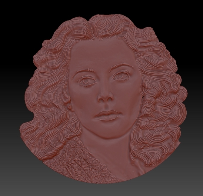Hedy Lamarr front profile low relief sculpture **Open License version**