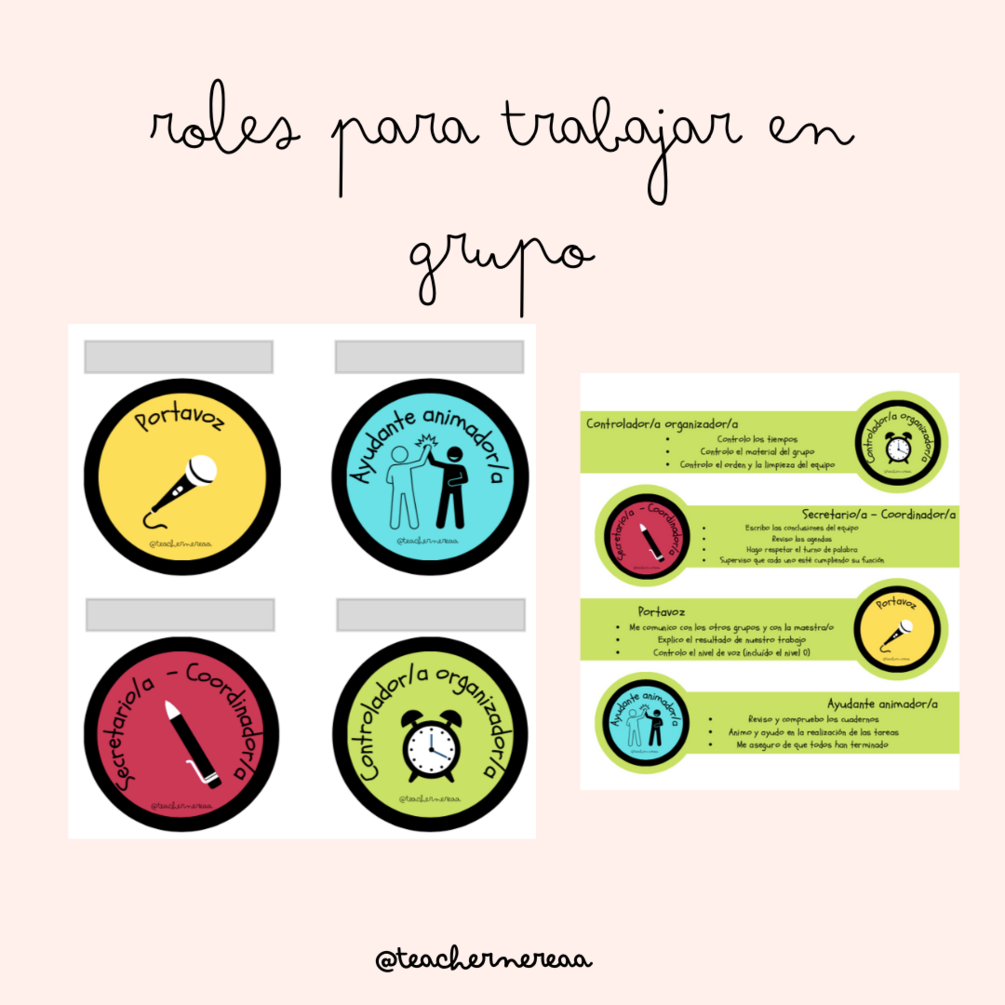 Roles para trabajo en grupo (versión reducida, 4 roles)