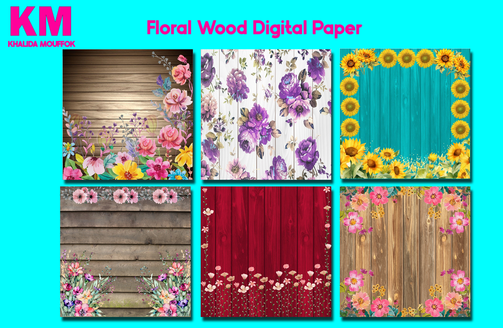 Floral Wood Digital Paper