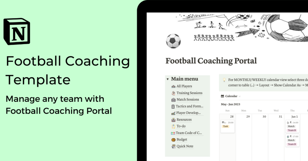 Football Coaching Portal Notion Template