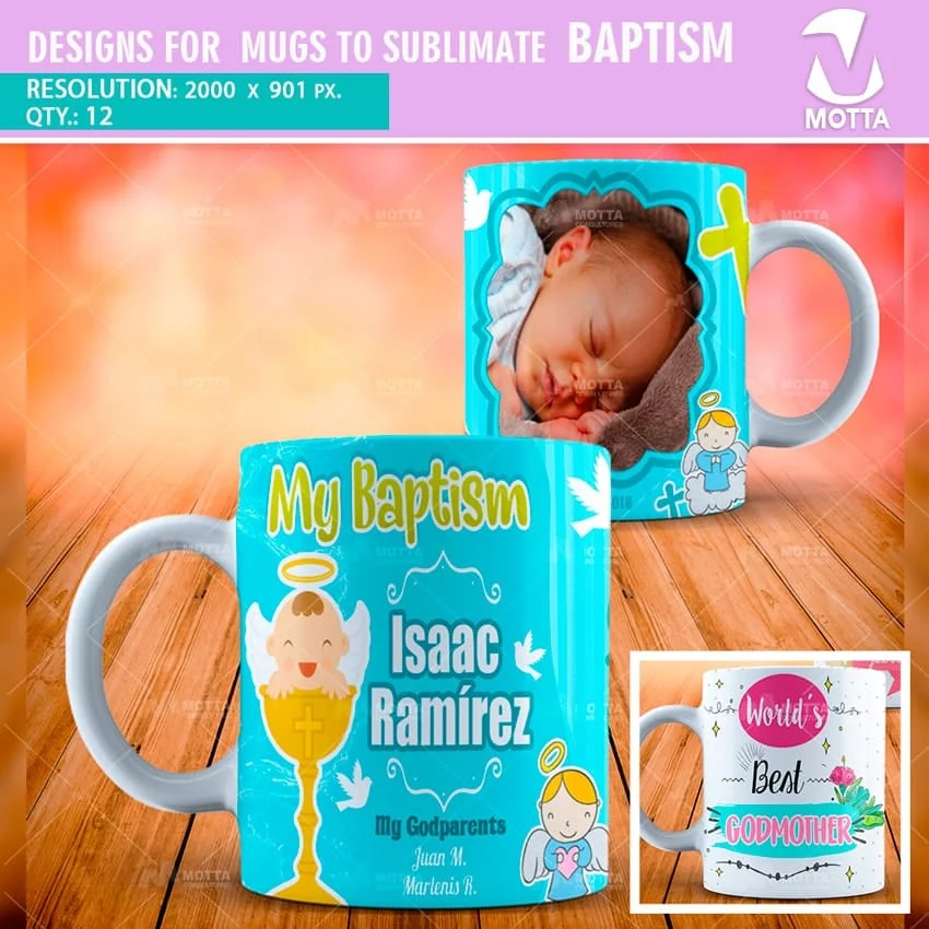 Christening Mug Sublimation Templates | Baptism PNG Bundle | Instant ...