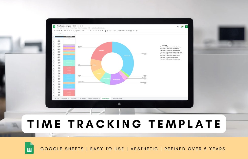 Time Tracking Template - Google Sheets (1 Day)