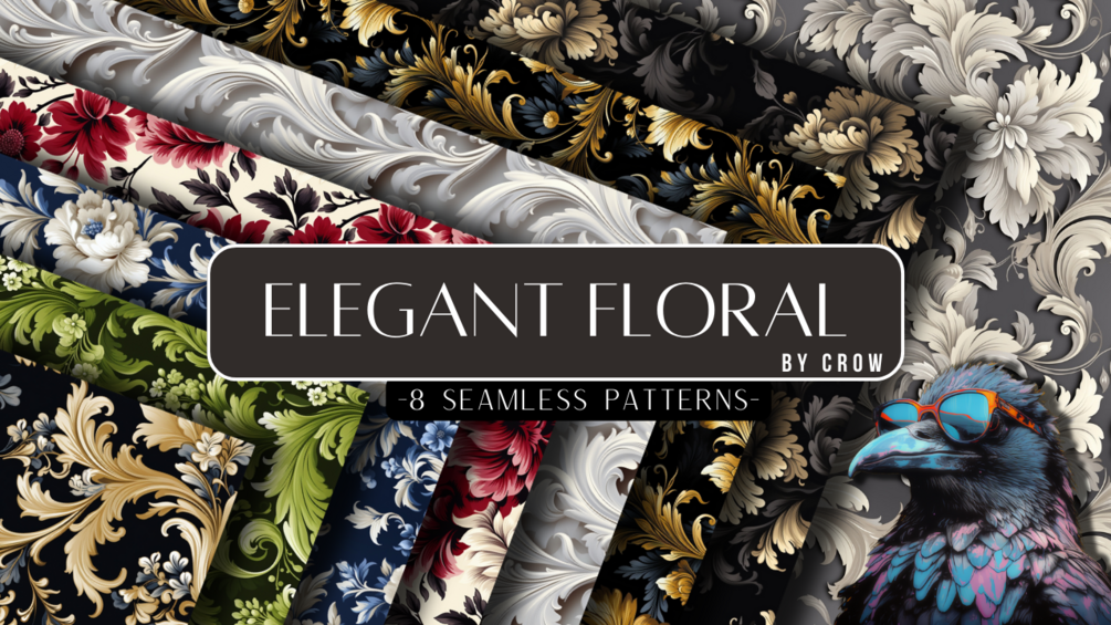 Elegant Floral Damask Digital Paper Pack | Seamless Patterns ...
