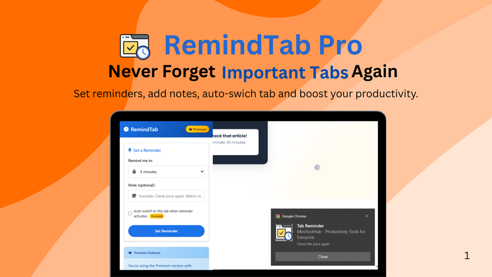 Remind Tab Pro - Never Forget Important Tabs Again