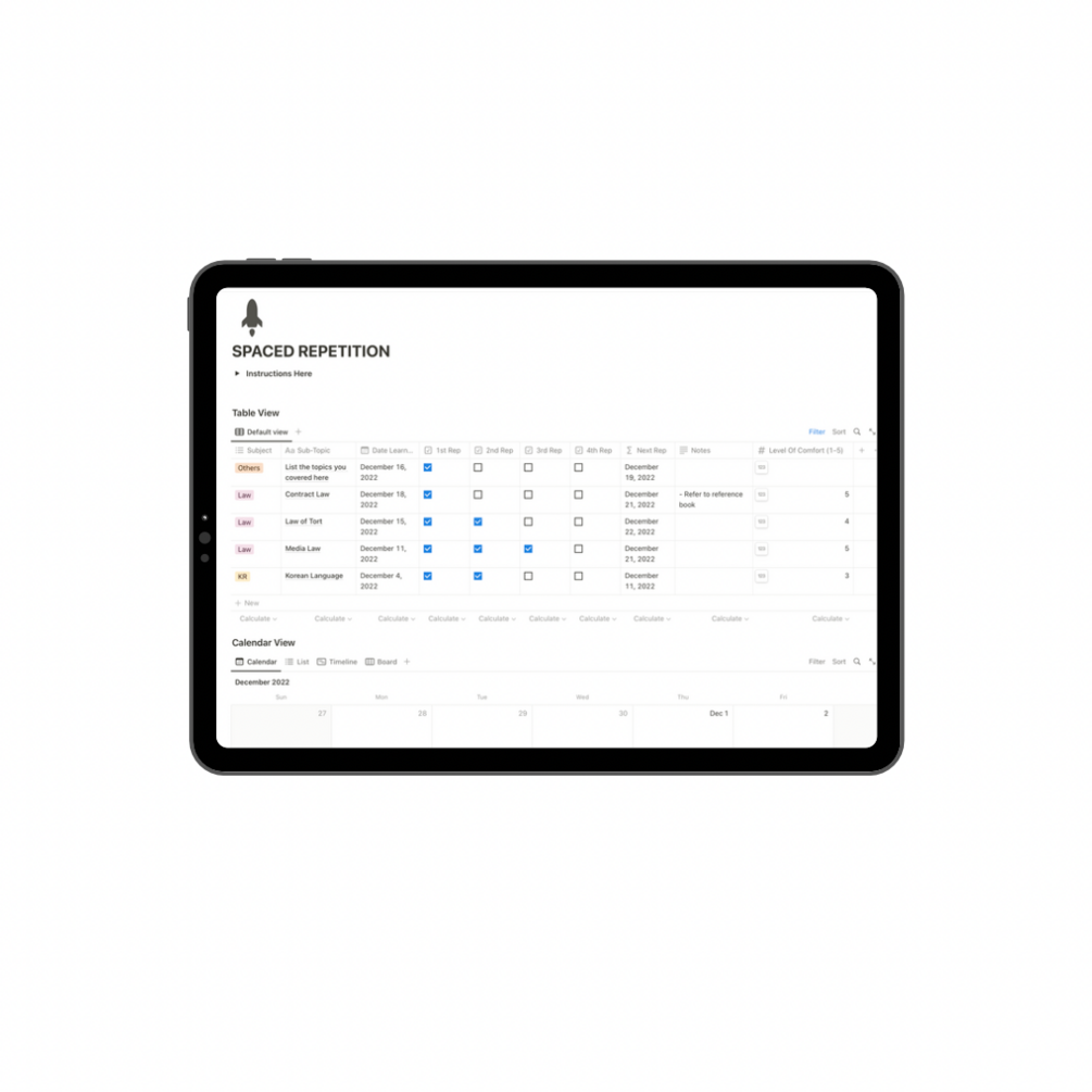 Notion Spaced Repetition Template