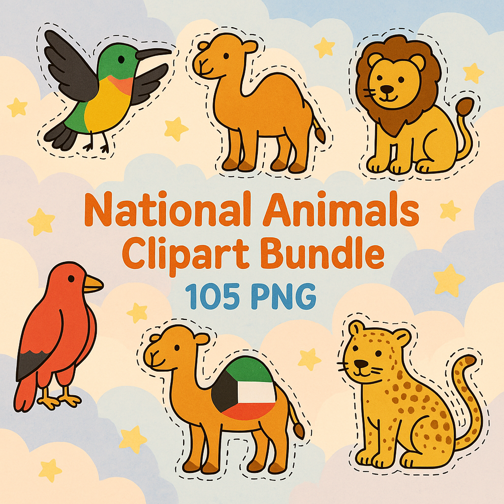 National Animals Clipart Bundle – 105 Unique Country Mascots | PNG ...