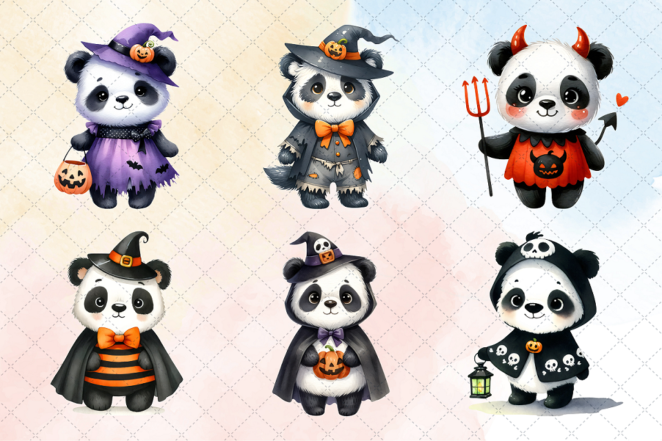Spooky Panda Watercolor Sublimation Bundle