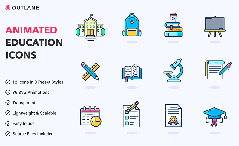 Animated Education Icons Pack