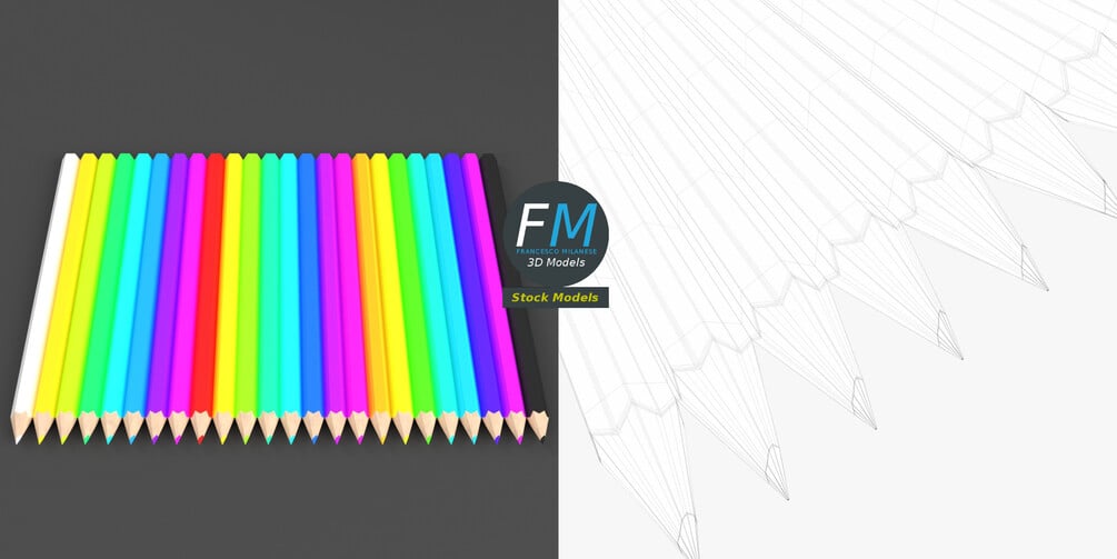 3D MODEL - Coloured pencils set