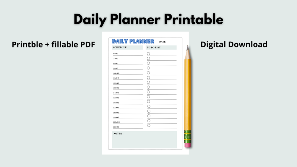 Minimalist Daily Planner Printable, Daily To Do List for Work/Home ...