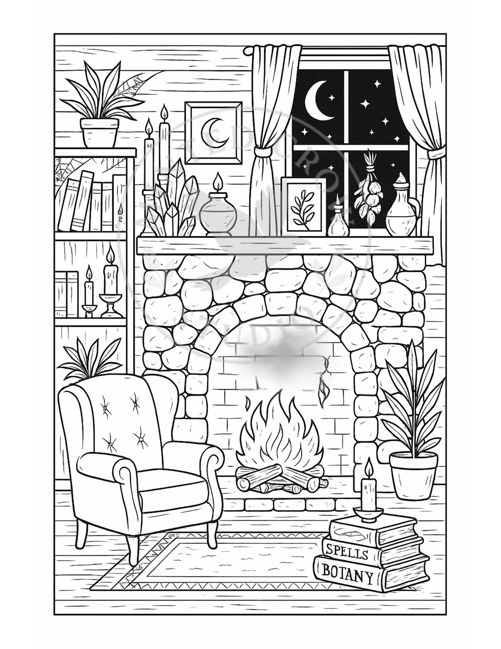 Hearth & Flame Coloring Page (Printable)