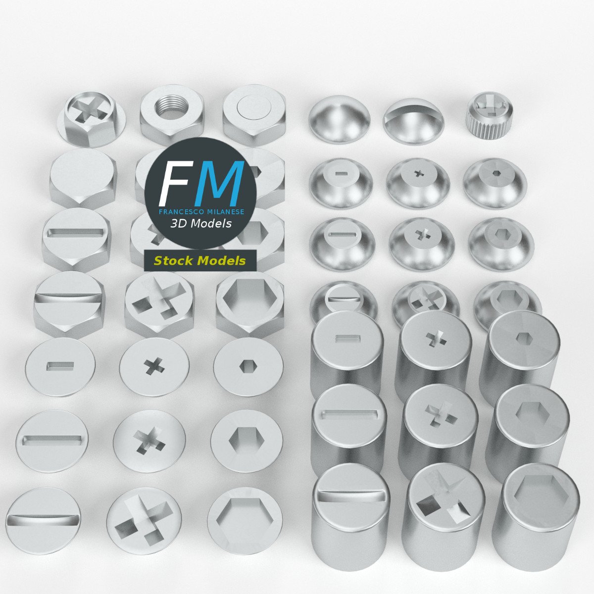 3D MODEL - Screw heads collection