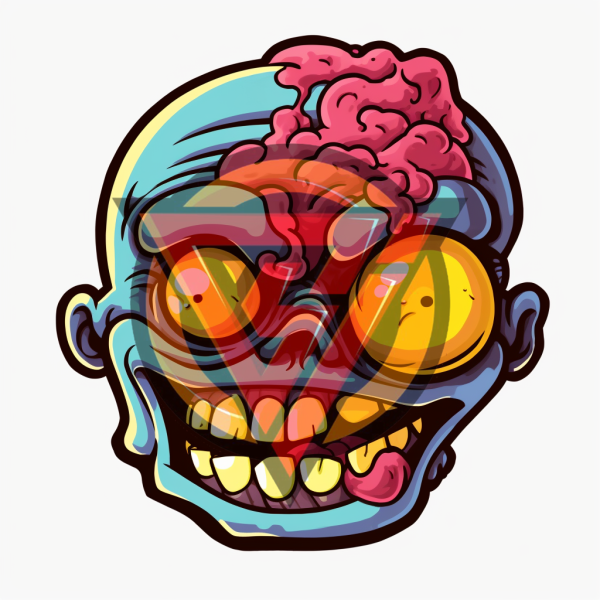 Insane Zombie Head - Brain Exploded Horror Digital Art