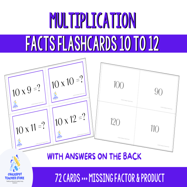 Multiplication Facts 1-12 Flashcards Bundle: Arrays, Factors, & More