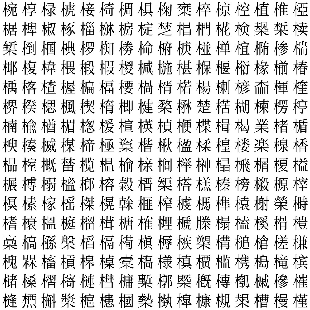 Unicode CJK 6900-69ff, 256 letters, SVG file for 2d and 3d