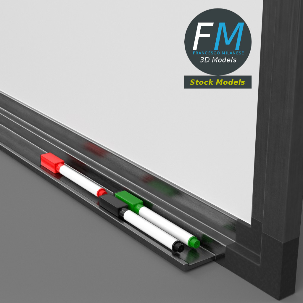 3D MODEL - Magnetic whiteboard with markers