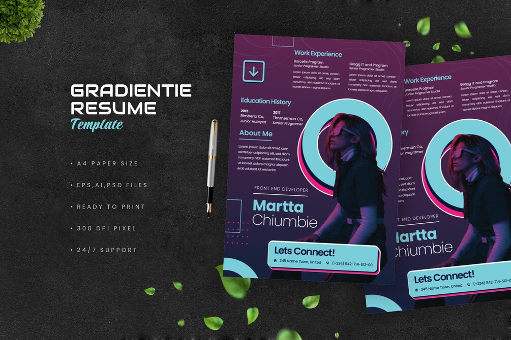 Gradientie Bold Futuristic Resume