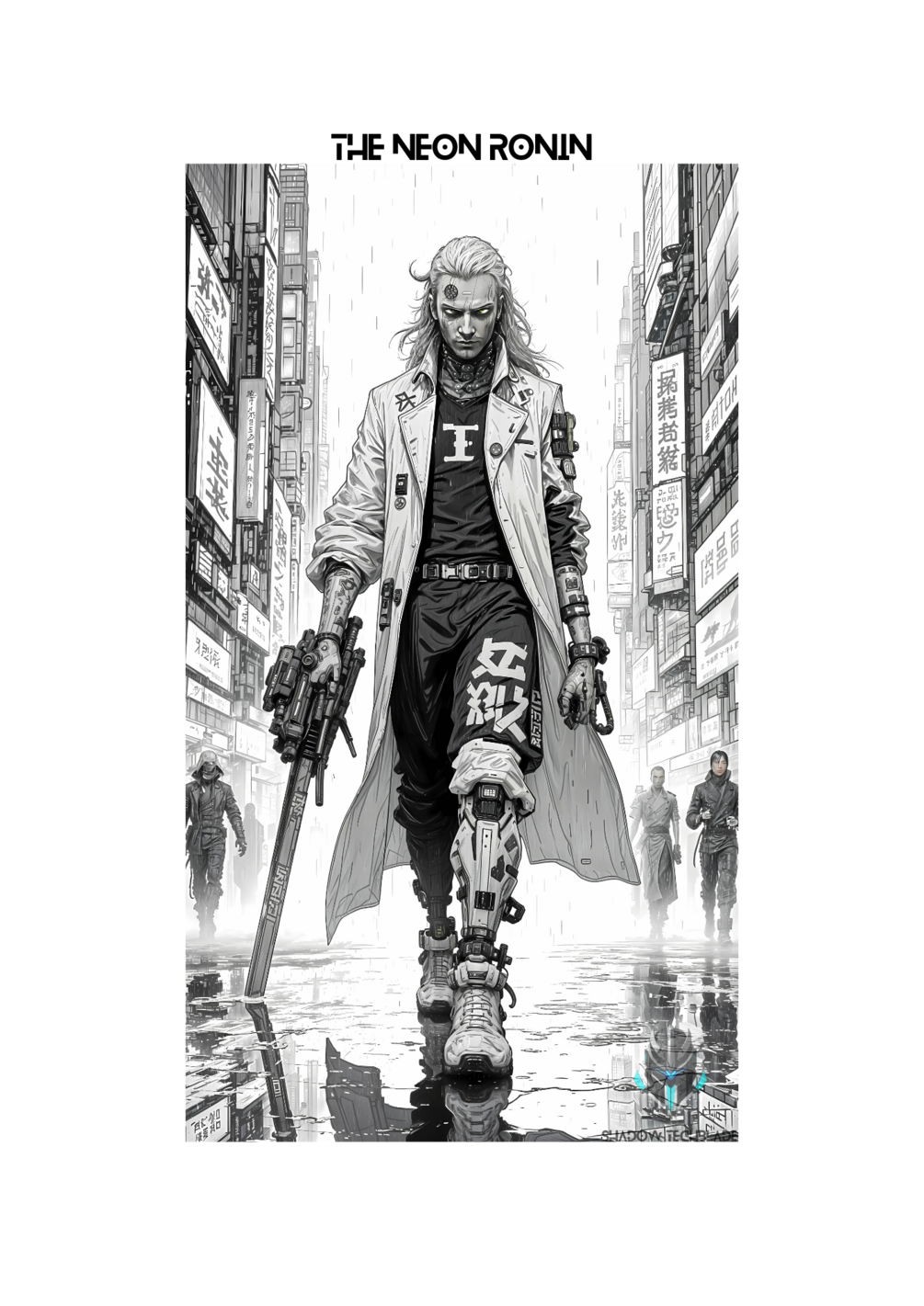 Cyber Samurai: The Neon Ronin ⚔️ – Printable Coloring Page